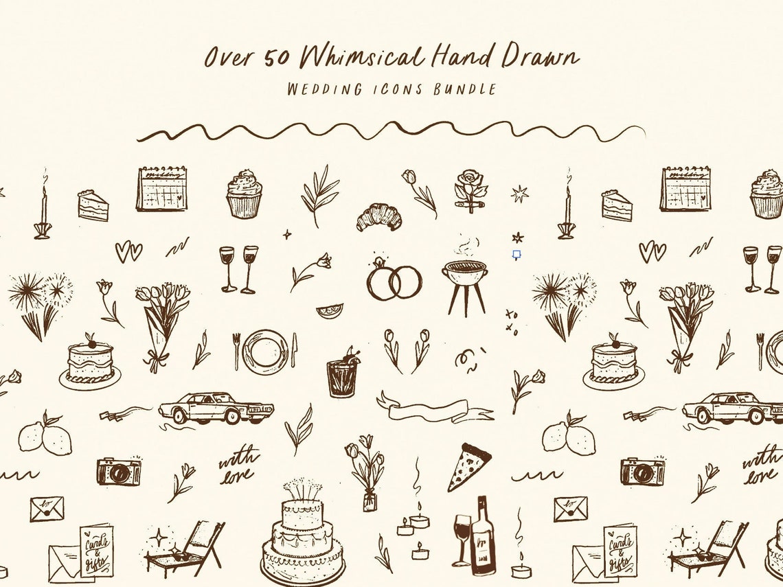 Hand Drawn Vintage Style Wedding Icons - Etsy