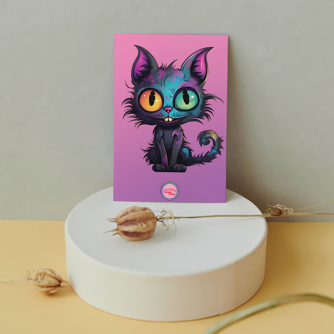 Cat Illustration. Printable Postcard Inspired by Tim Burton. Perfect ...