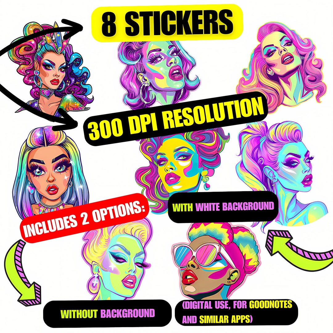 Stickers / Illustrations of Drag Queens and Women. LGBT Gifts in Our ...