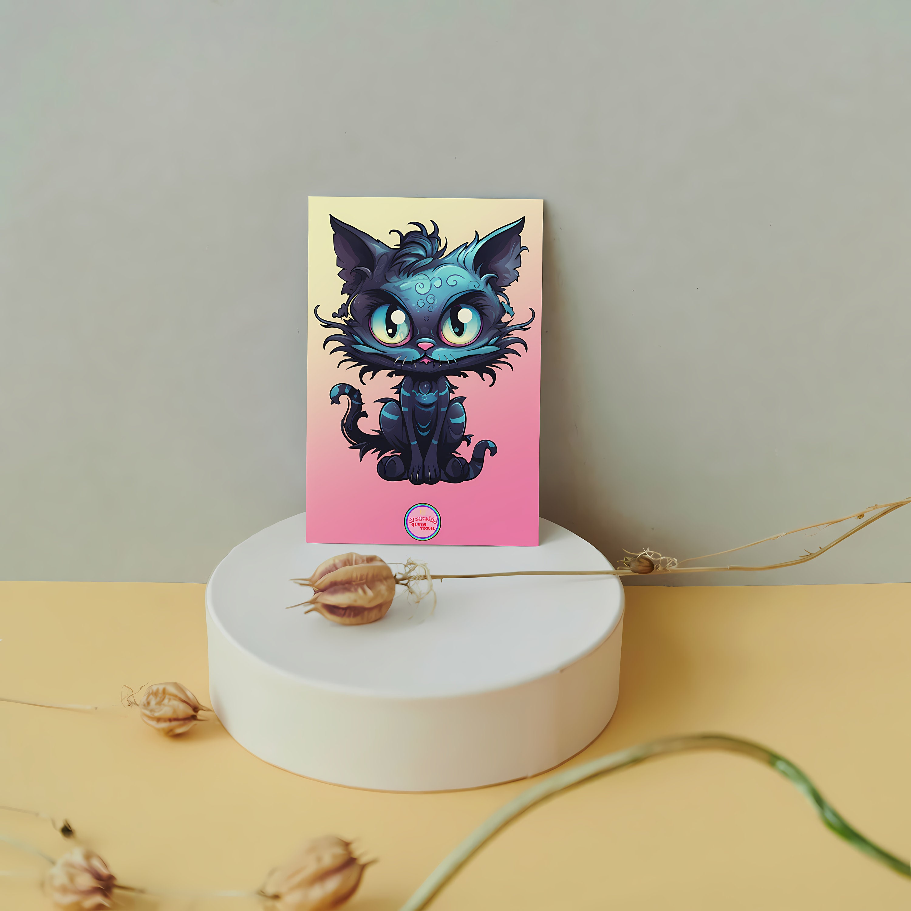 Cat Illustration. Printable Postcard Inspired by Tim Burton. Perfect ...