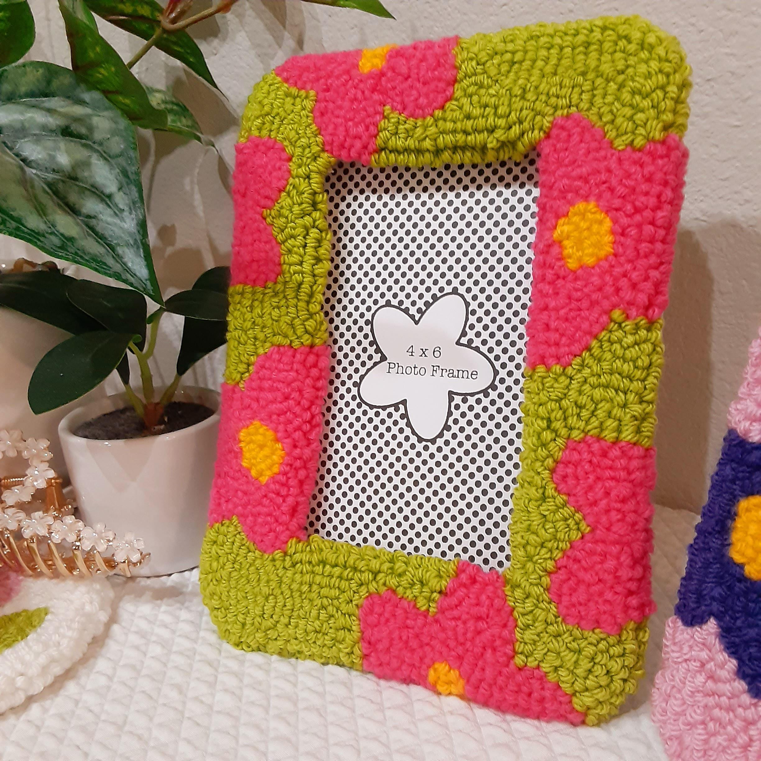Handmade Punch Needle Picture Frame | Cute Picture Frame | Colorful ...