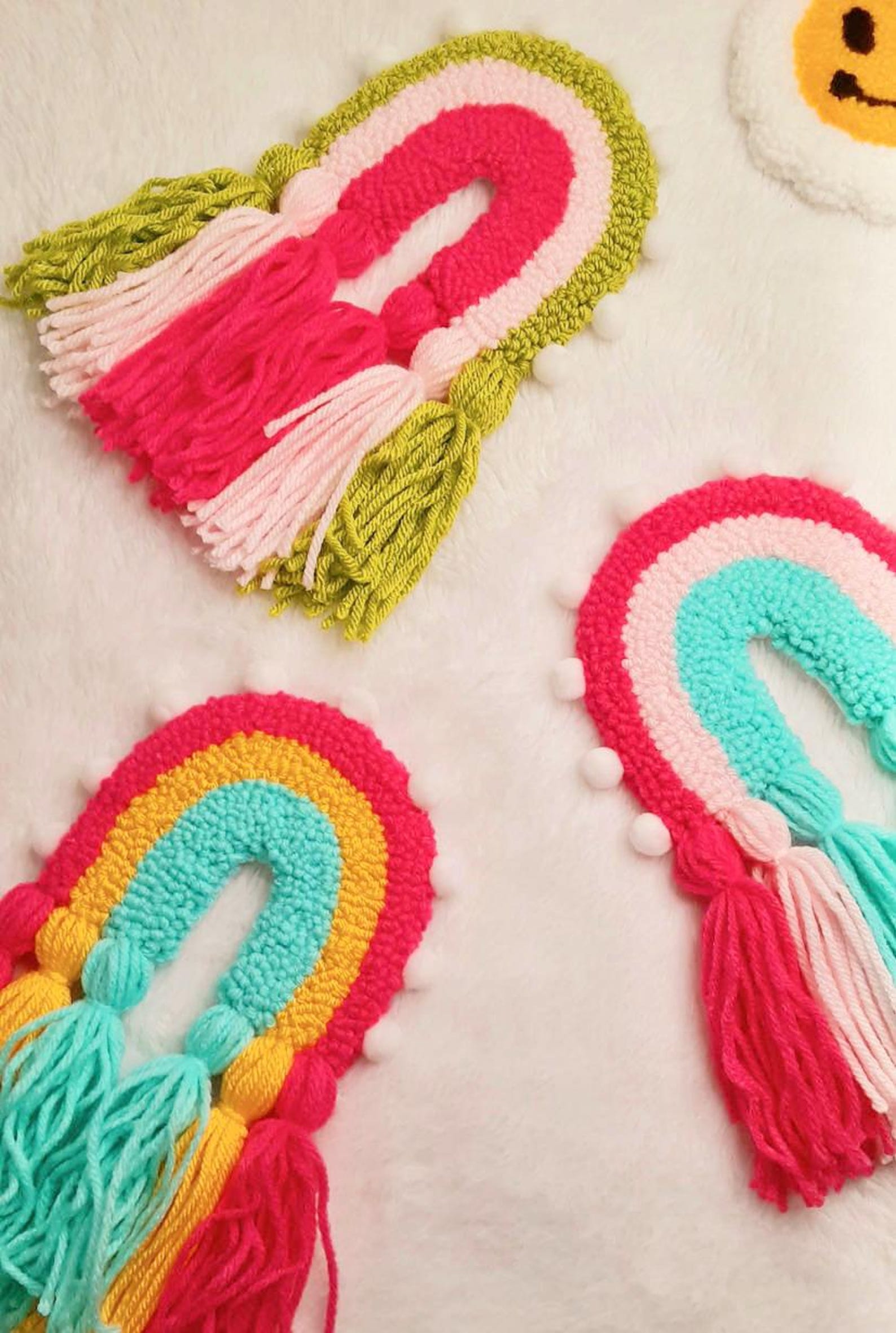 Punch Needle Rainbow Wall Hanging Handmade Textured Wall Art Hand ...
