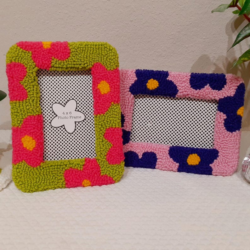 Handmade Punch Needle Picture Frame | Cute Picture Frame | Colorful ...