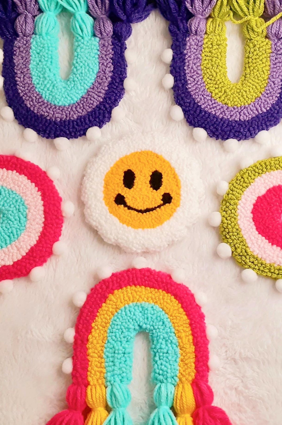Punch Needle Rainbow Wall Hanging Handmade Textured Wall Art Hand ...