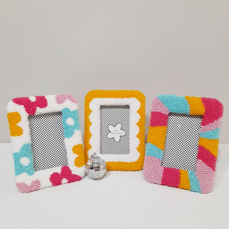 Handmade Punch Needle Picture Frame | Cute Picture Frame | Colorful ...