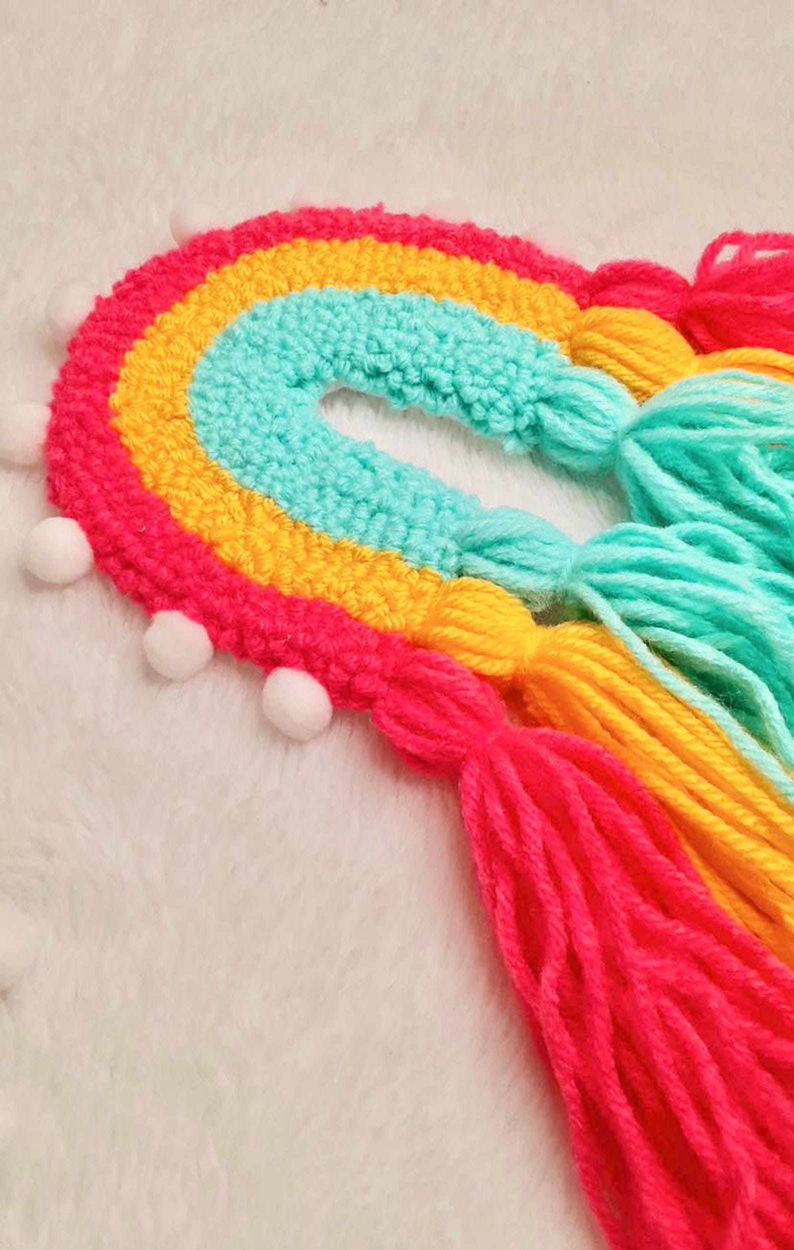 Punch Needle Rainbow Wall Hanging Handmade Textured Wall Art Hand ...