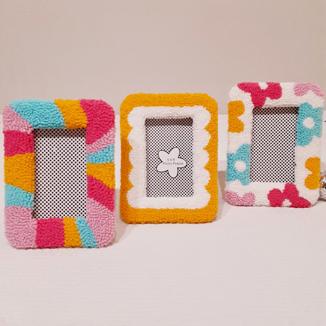 Handmade Punch Needle Picture Frame | Cute Picture Frame | Colorful ...