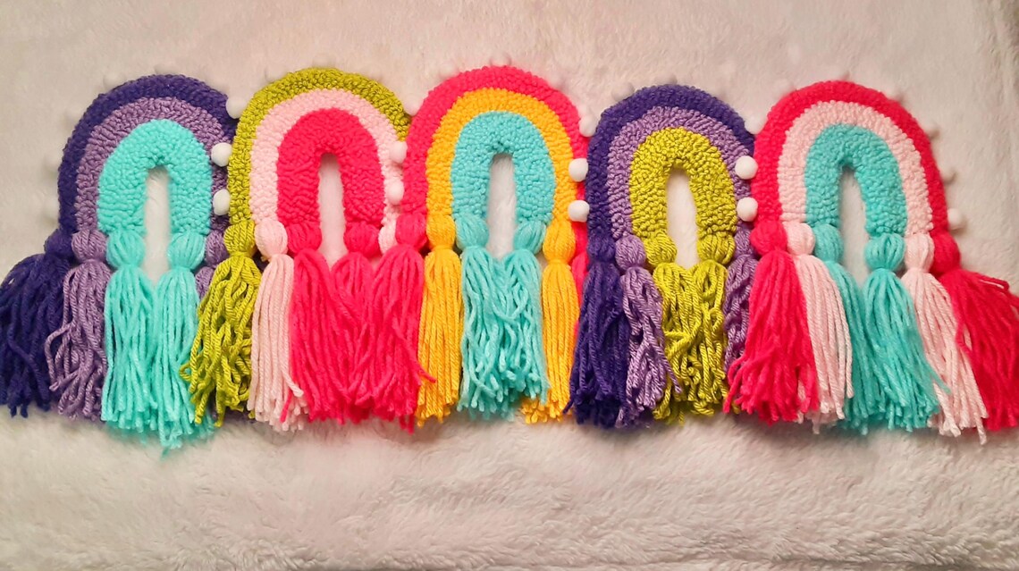 Punch Needle Rainbow Wall Hanging Handmade Textured Wall Art Hand ...