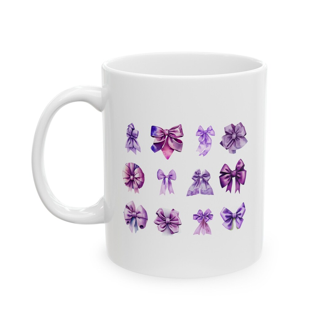 Purple Ribbon Mug Gift for Her Coquette Mug Coquette Coffee Mug Bow Mug ...