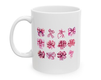 Pink Bow Coffee Mug Swan Mug for Valentines Day Girly Valentine's Gift ...