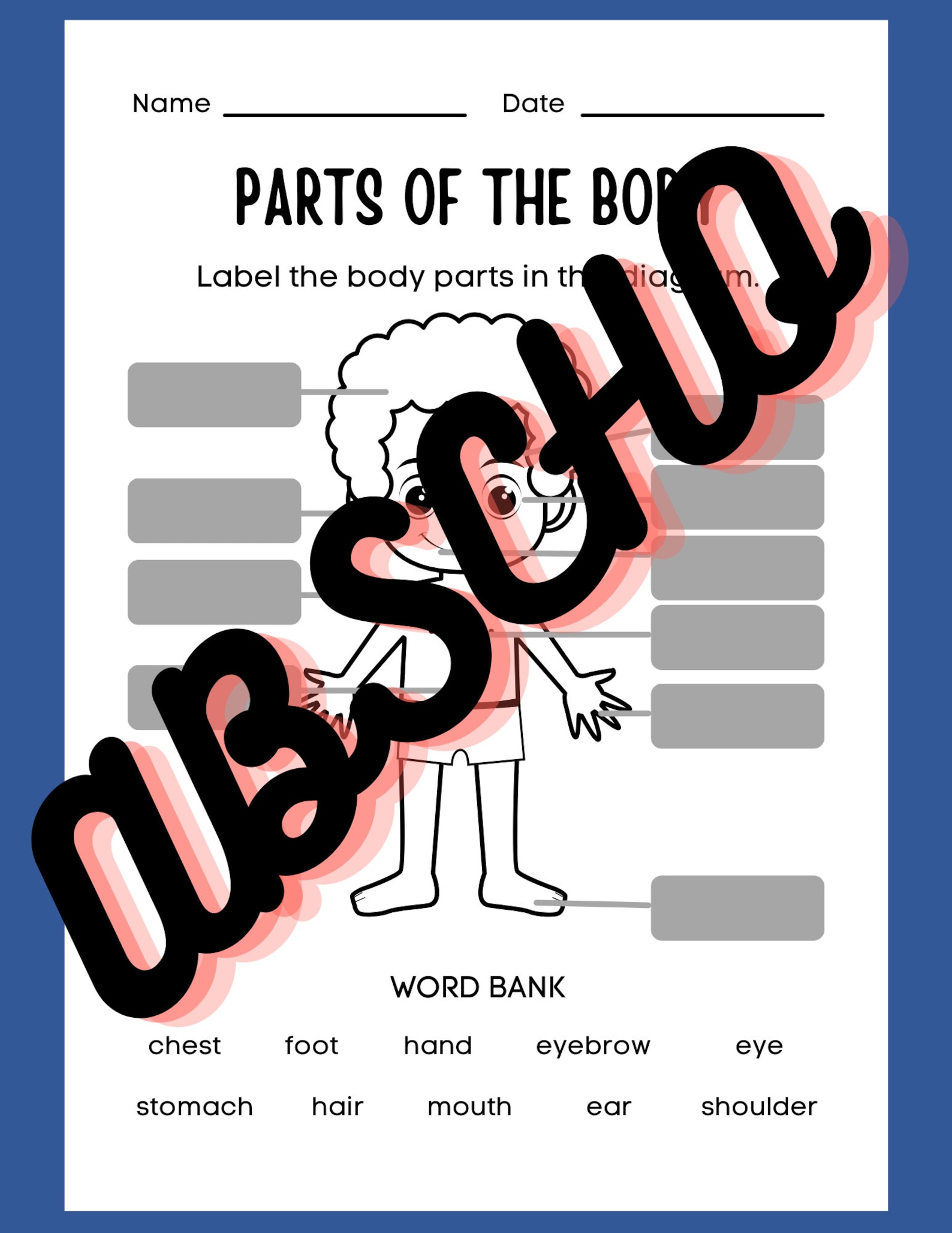 The Body Labeling Diagram for Kids Parts of the Body - Etsy
