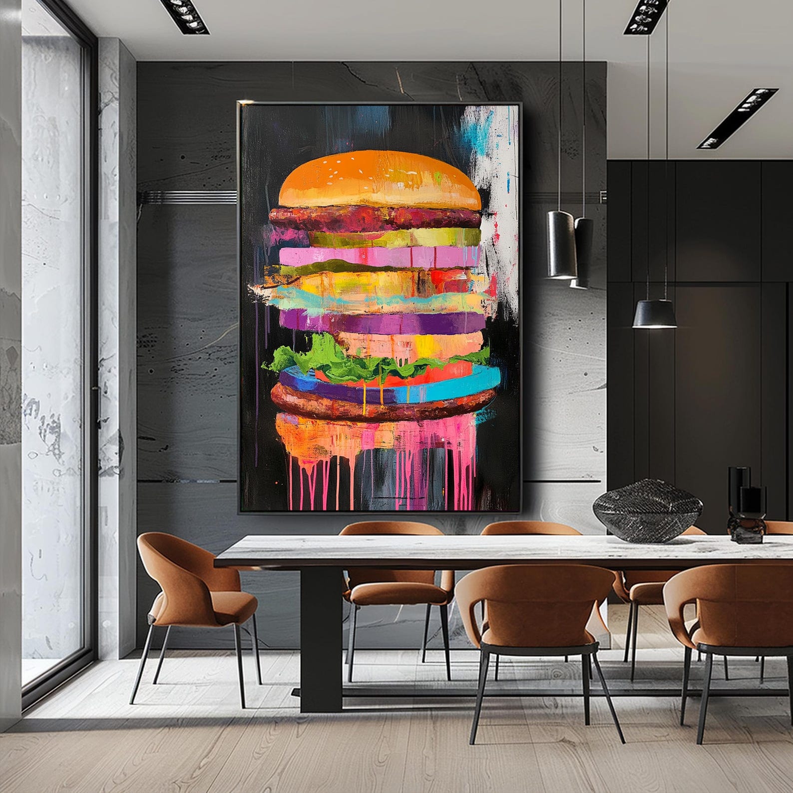 Abstract Burger Print Modern Kitchen Print Burger Art Print Food Art ...
