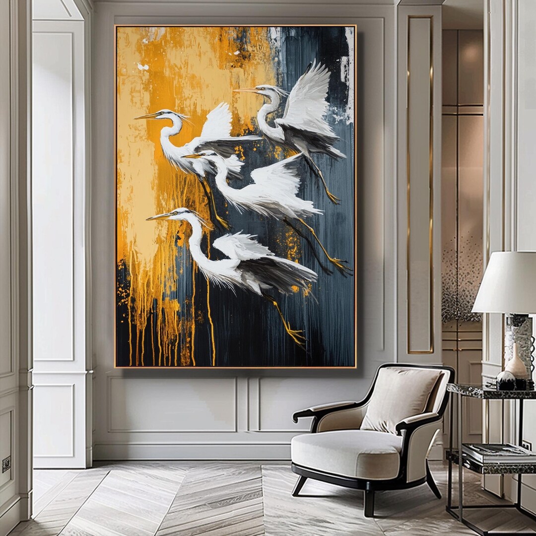 Printable Cranes Wall Art, Japanese Crane Print, Farmhouse Decor ...