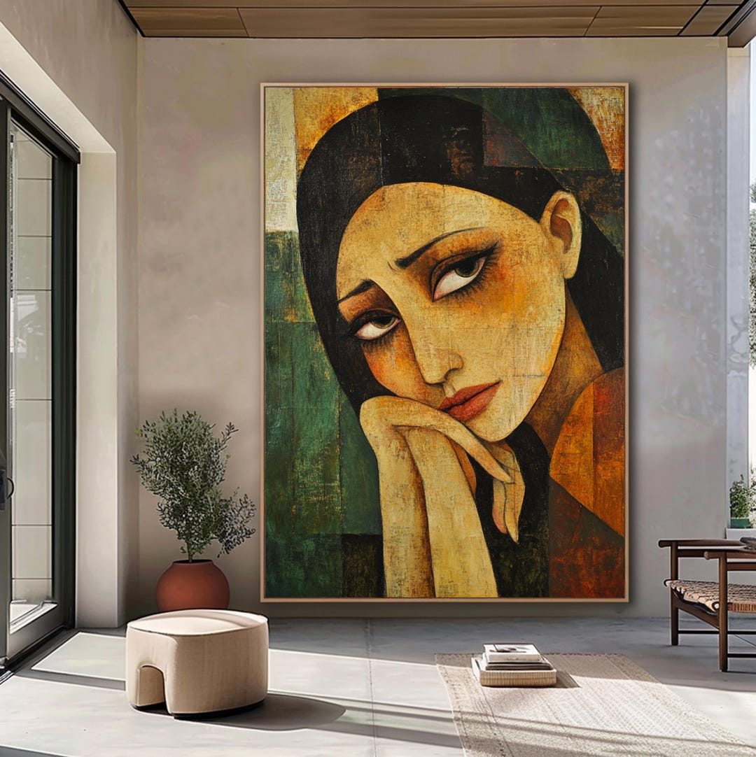 Depressed Woman Portrait Sad Art Print Colorful Abstract Woman Portrait ...