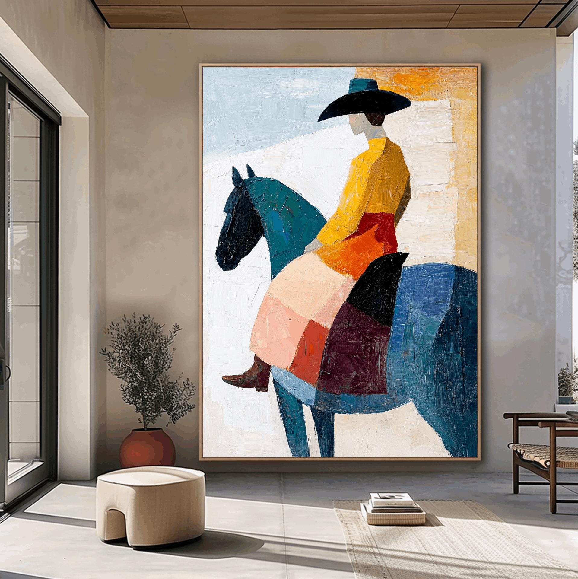 Abstract Cowboy Painting, Southwest Cowboy Print, Digital Download ...