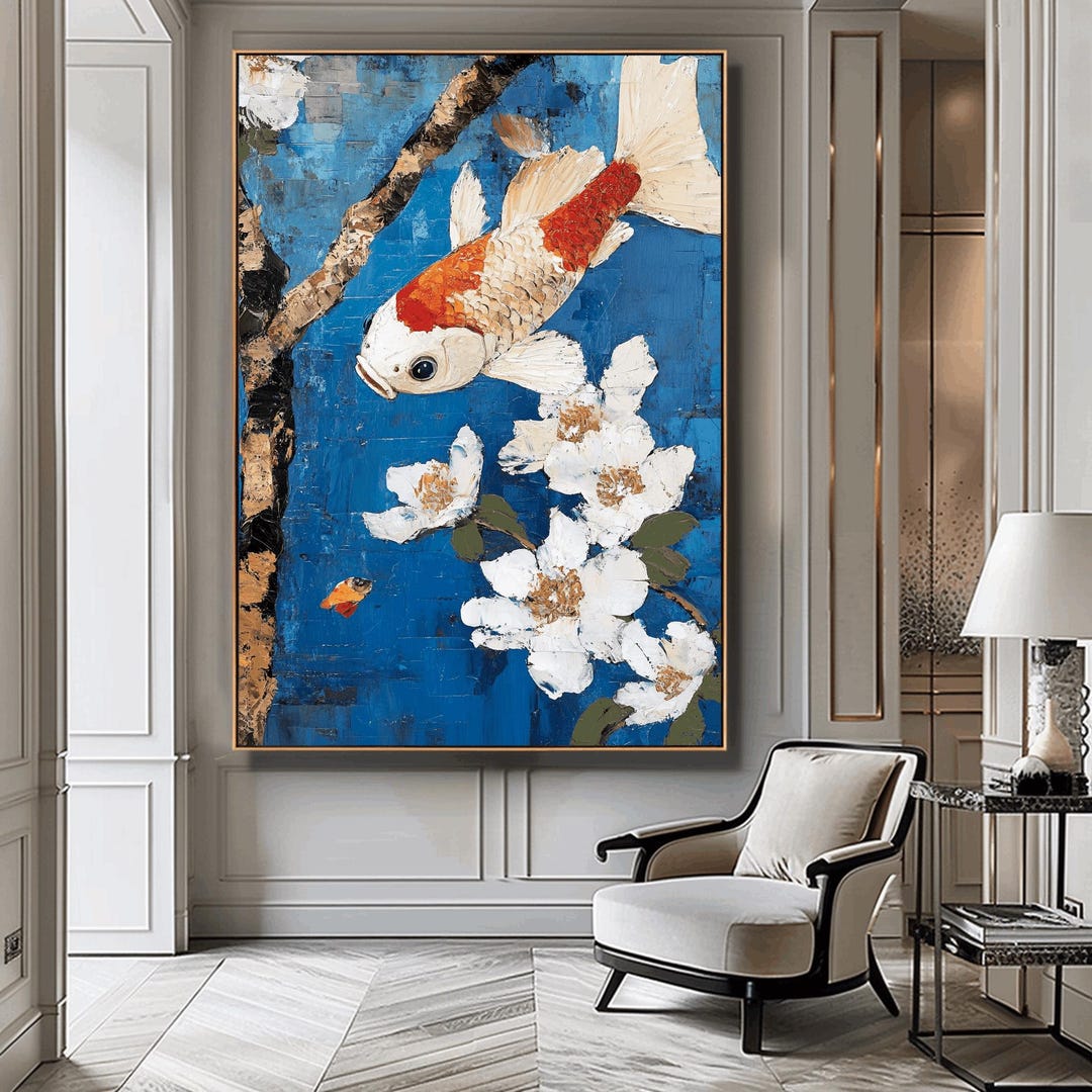 Colorful Fish Art Print, Abstract Wall Art, Modern Fish Painting ...