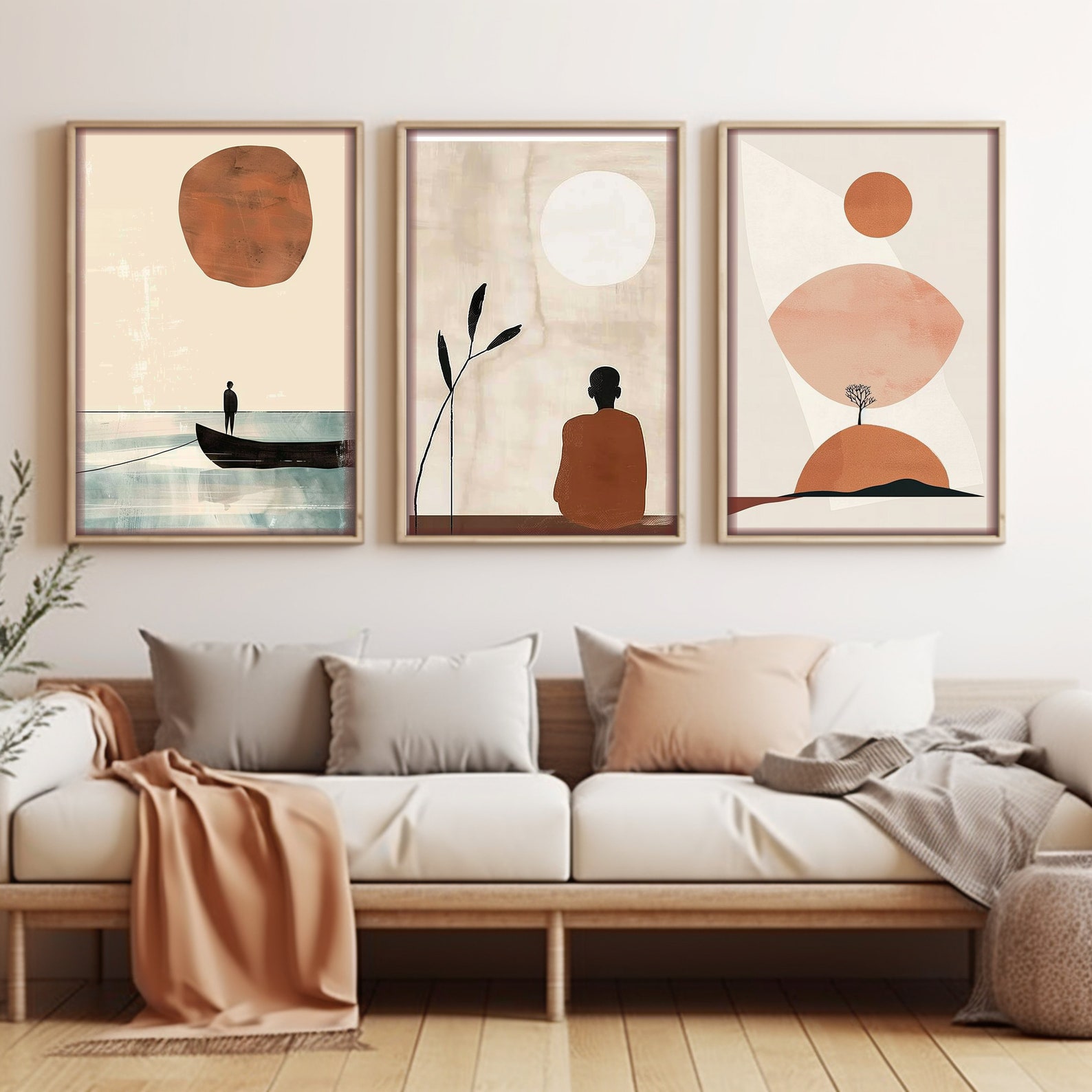 Set of 3 Boho Wall Prints, Boho Gallery Wall Art Set, Printable Wall ...
