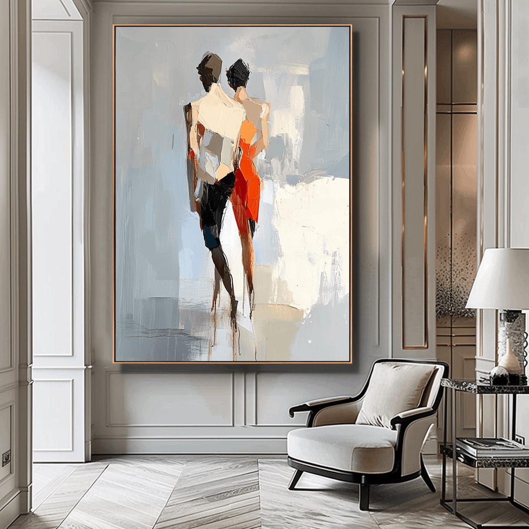 Minimalist Abstract Figures Painting, Modern Silhouette Wall Art ...