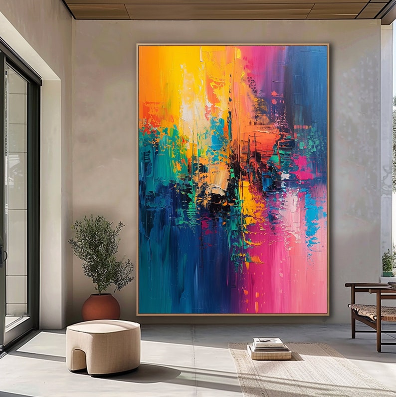 Abstrakte Malerei, großer abstrakter Druck, abstrakte Wandkunst, bunte Wandkunst, abstrakter ...