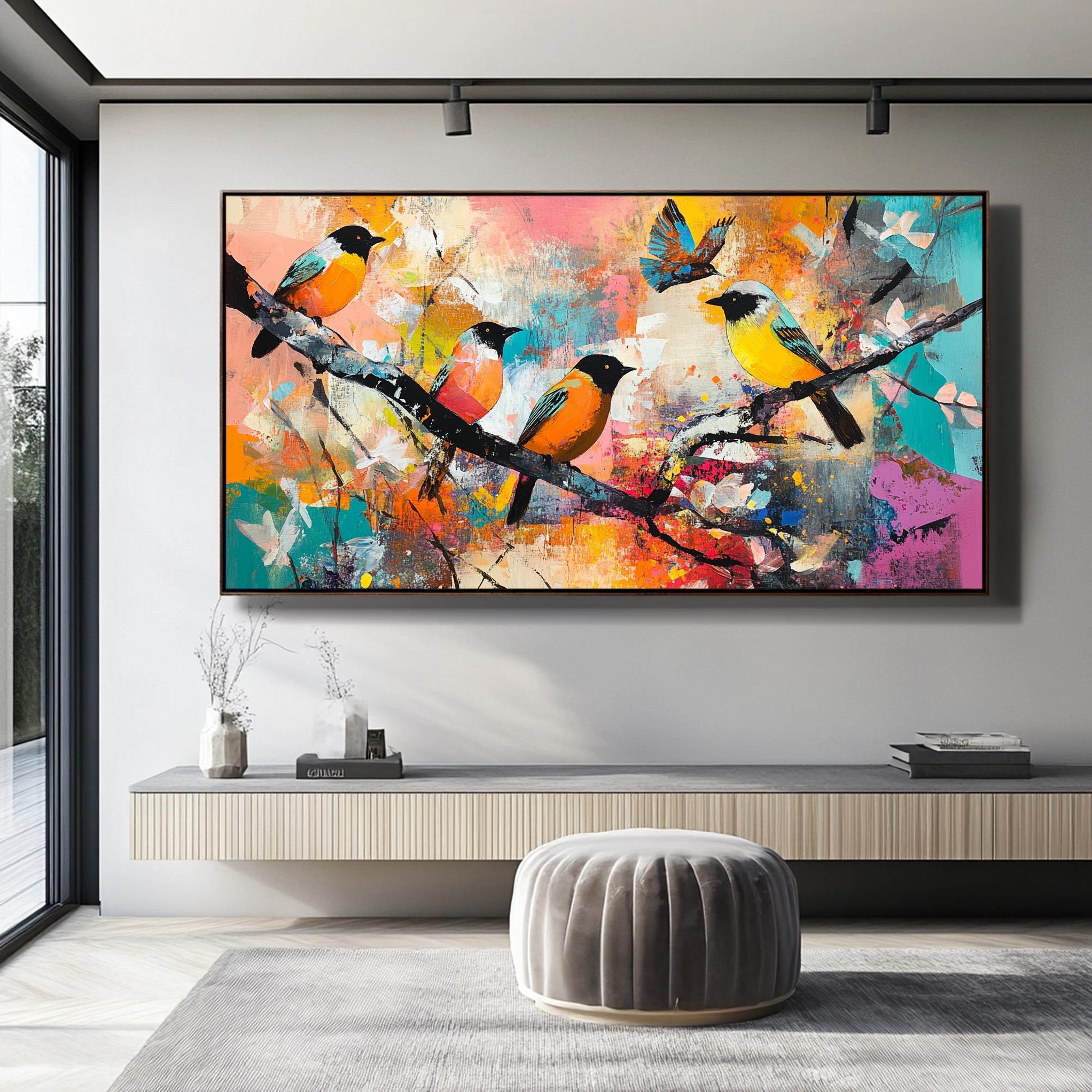 Birds Painting, Digital Printable Download, Animal Prints, Colorful ...
