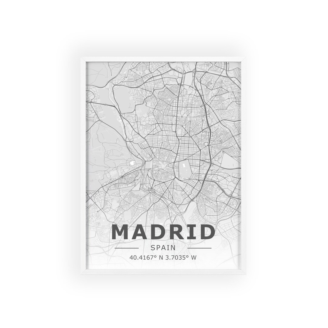 Madrid Map Poster Framed City Art Print on High-quality Photopaper ...