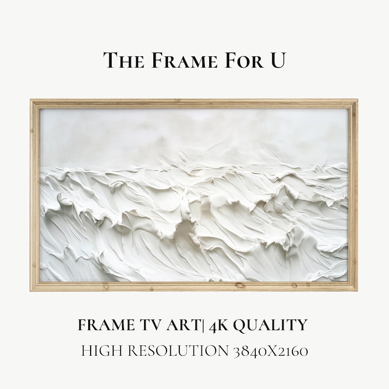 Minimalist White Abstract TV Art | Textured Neutral Wall Decor | Modern ...