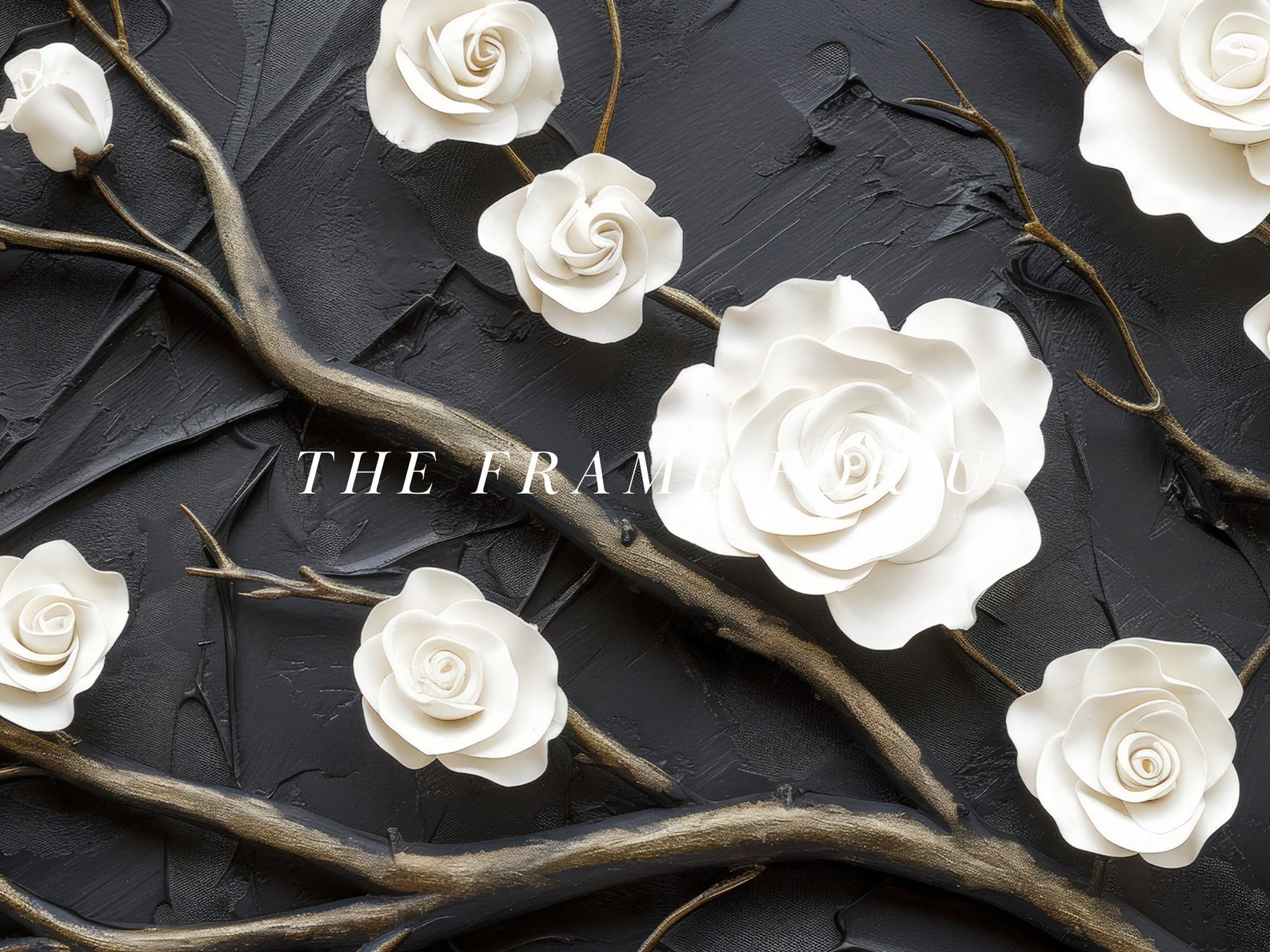Elegant White Rose Frame TV Art, Textured Floral Wall Screensaver ...