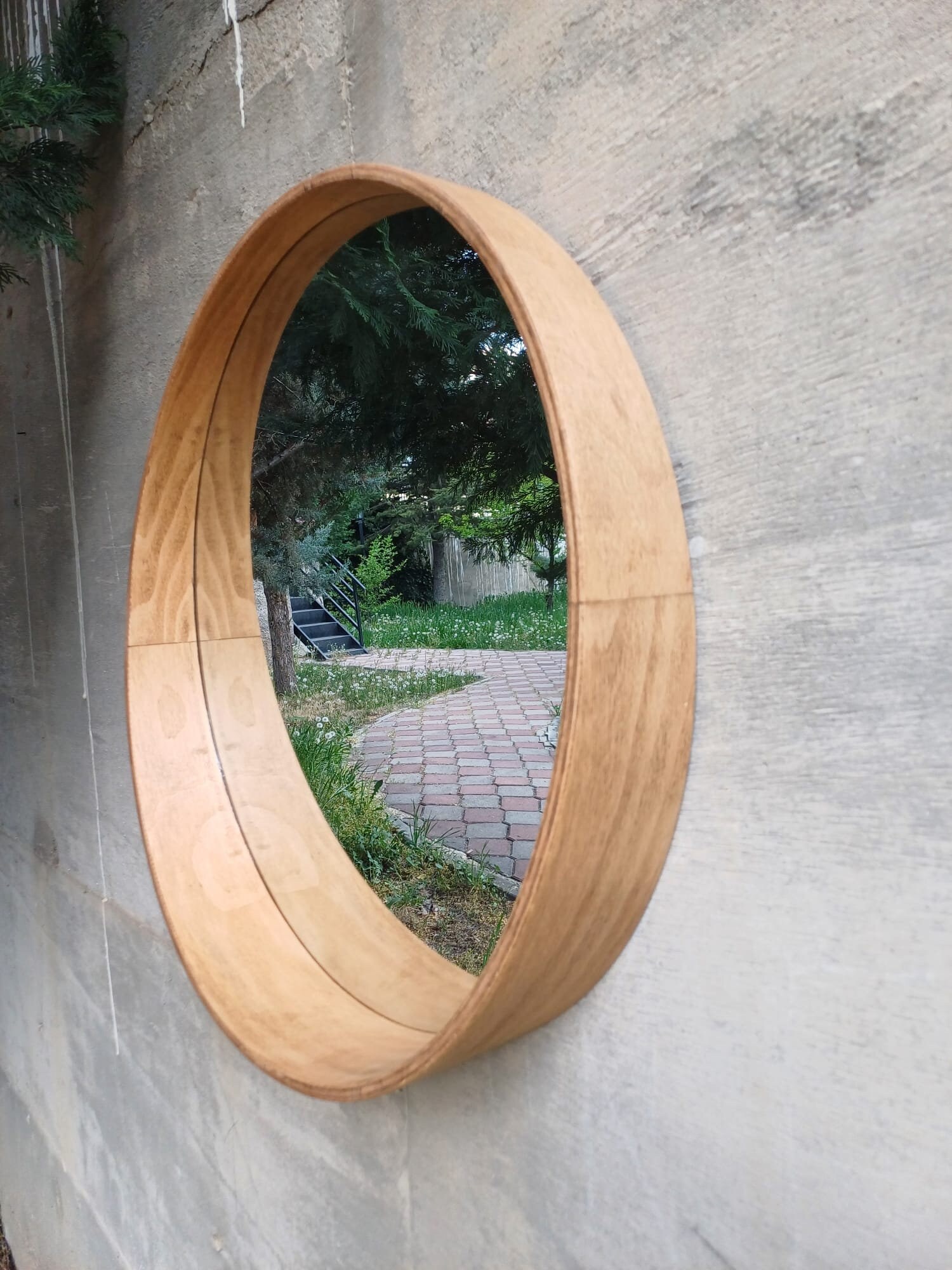 Wooden Round Mirror, Wall Mirror, Natural Wall Mirror - Etsy