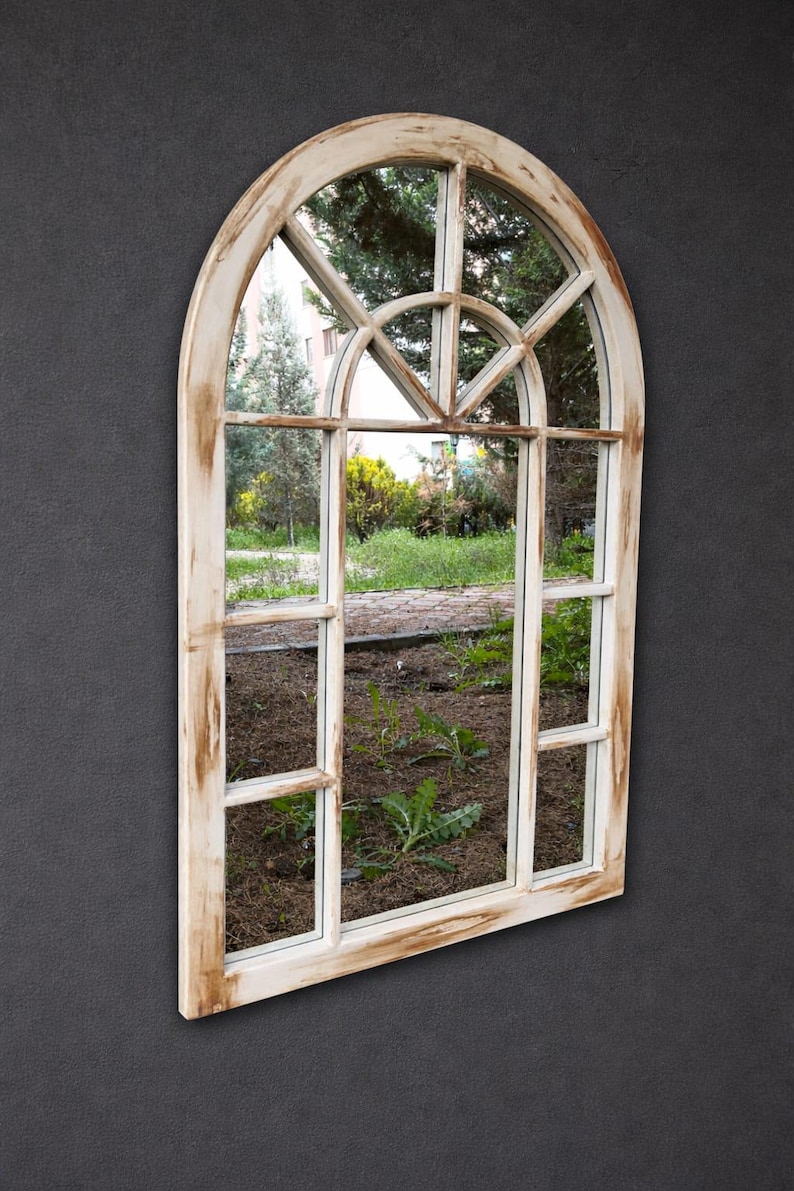 Vintage Arched Window Mirror: Handmade Wooden Frame, 18th Century Style ...