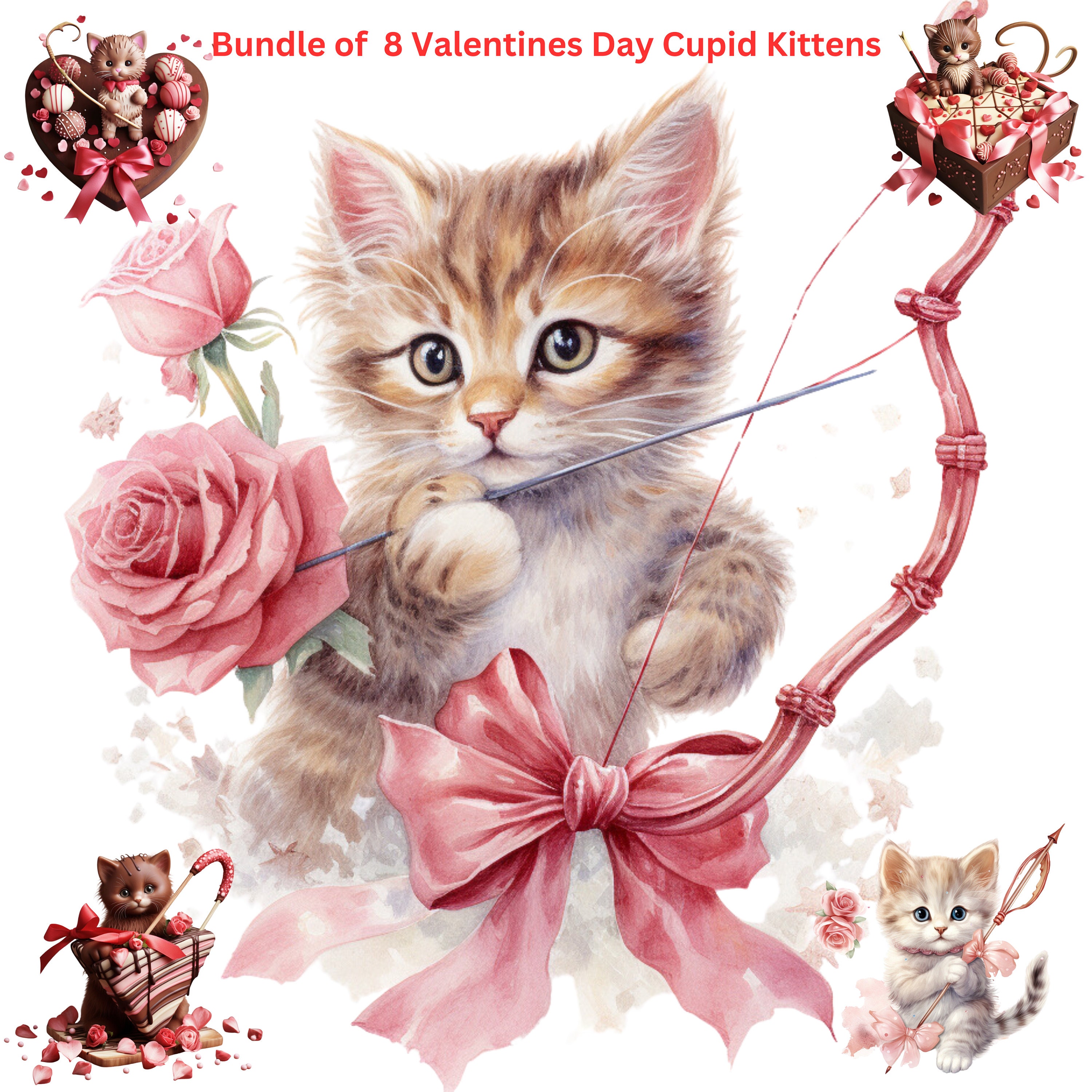 Digital Clip Art, Cupid Kitten Valentines Day - Etsy