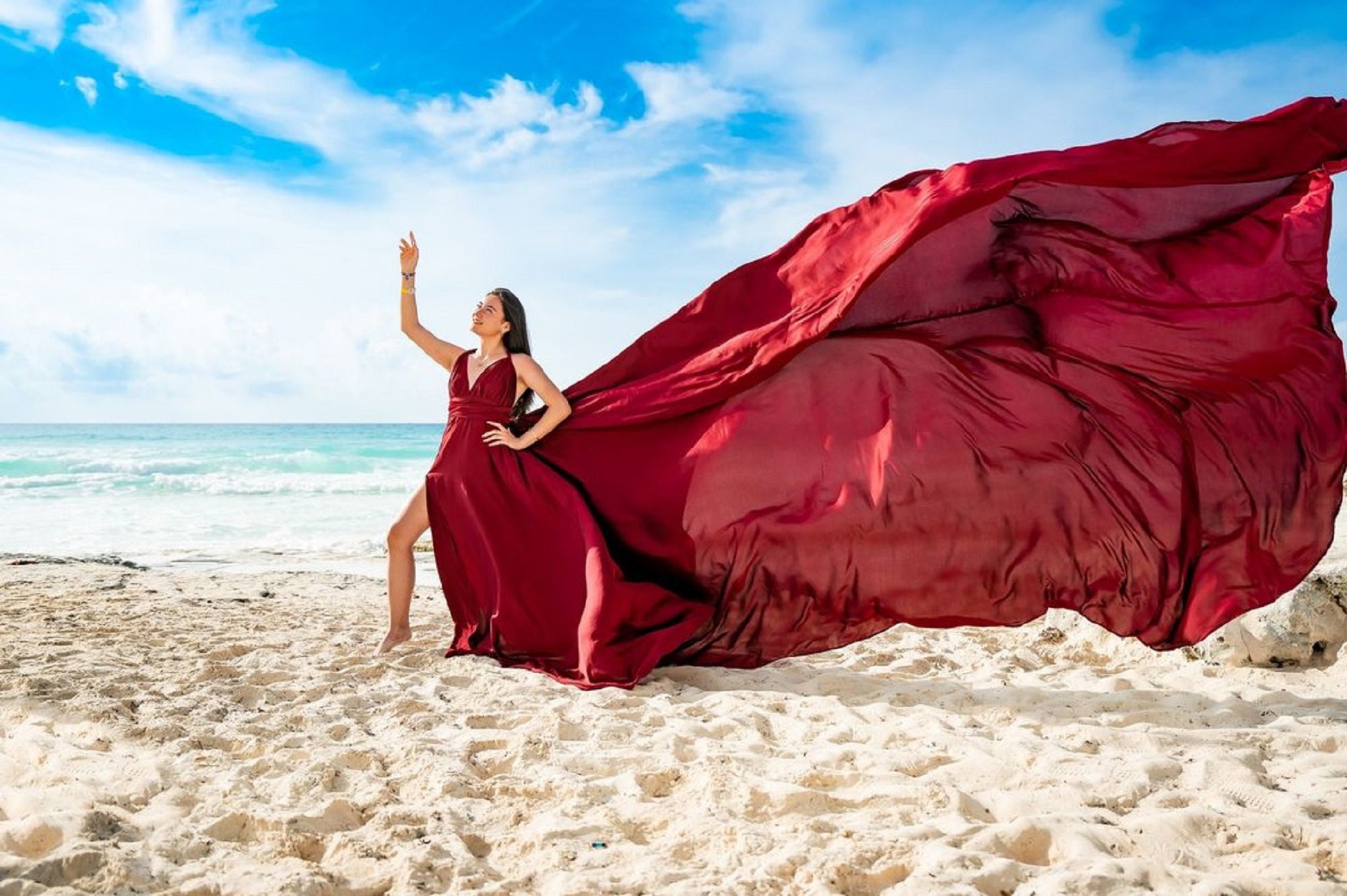 Flowy Long Custom Train Photoshoot Dress satin Flying Dress Engagement ...