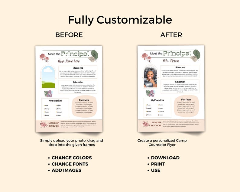 Meet the Principal Template - Custom Canva Design, Boho Style Custom ...