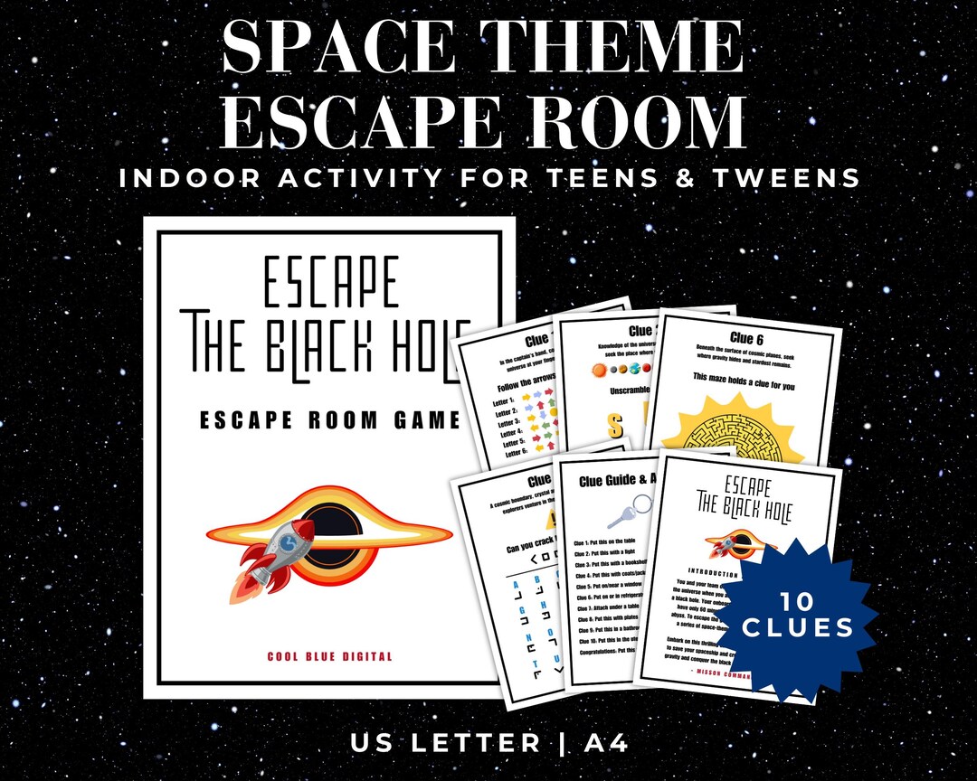 Space Theme Escape Room Printable Game for Teens and Tweens, Fun Space ...