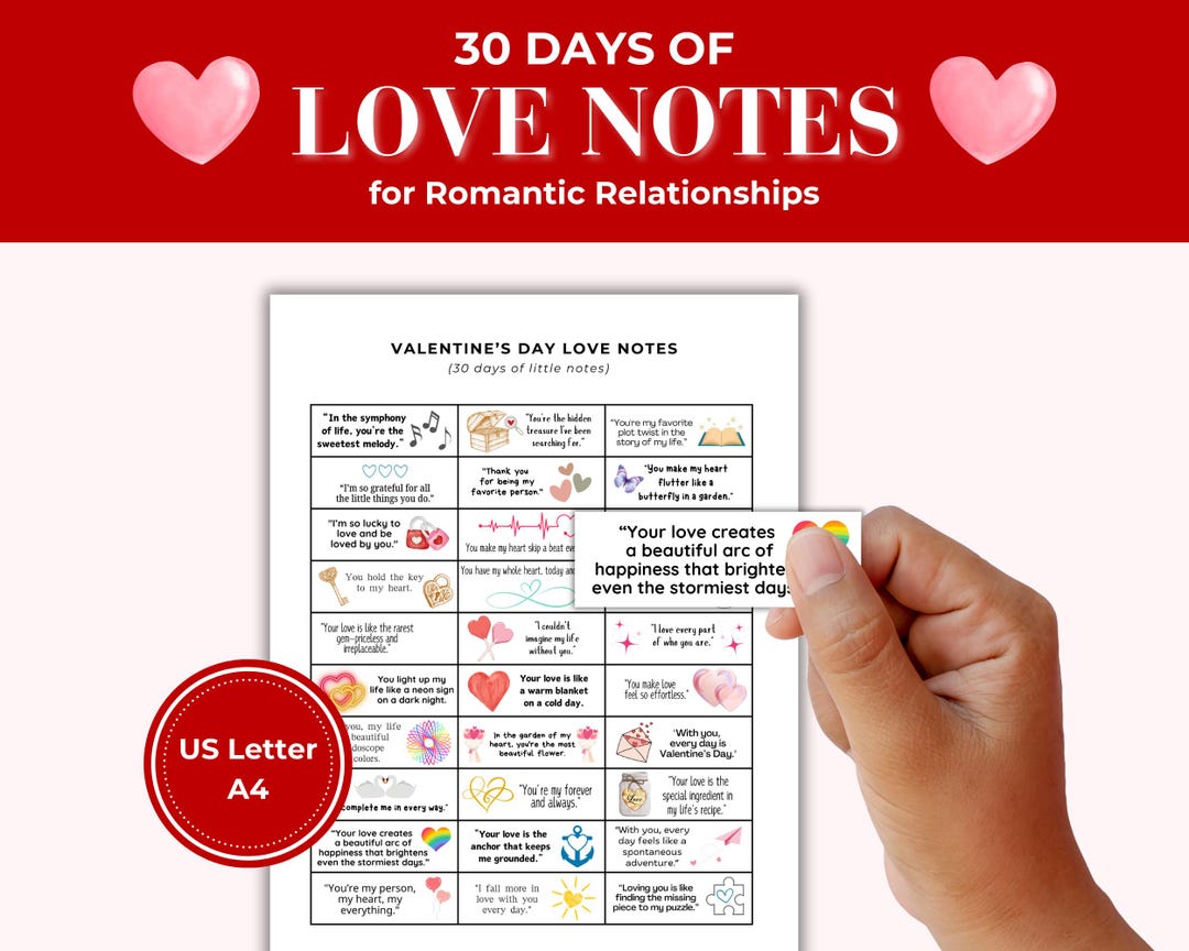 Heartfelt Declarations: Printable Love Notes for Couples - 30 Days of ...