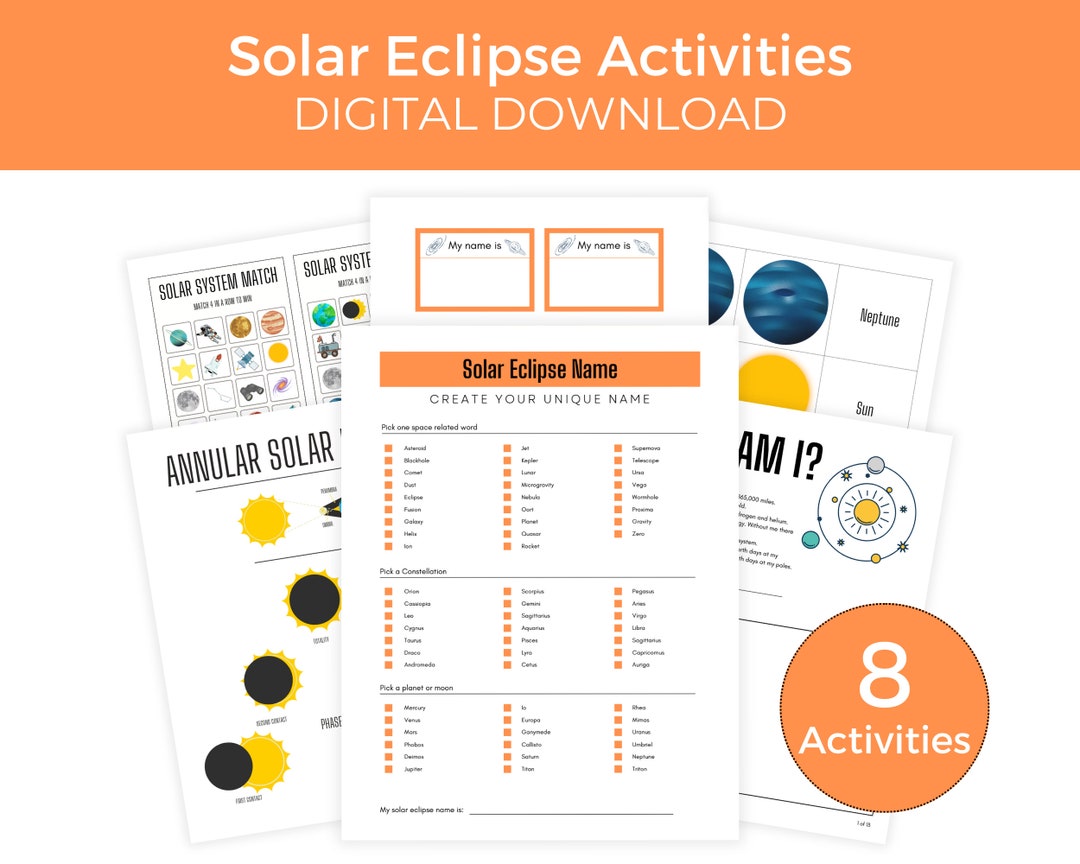 Total Solar Eclipse Activities, Solar Eclipse Bundle, Eclipse Games ...