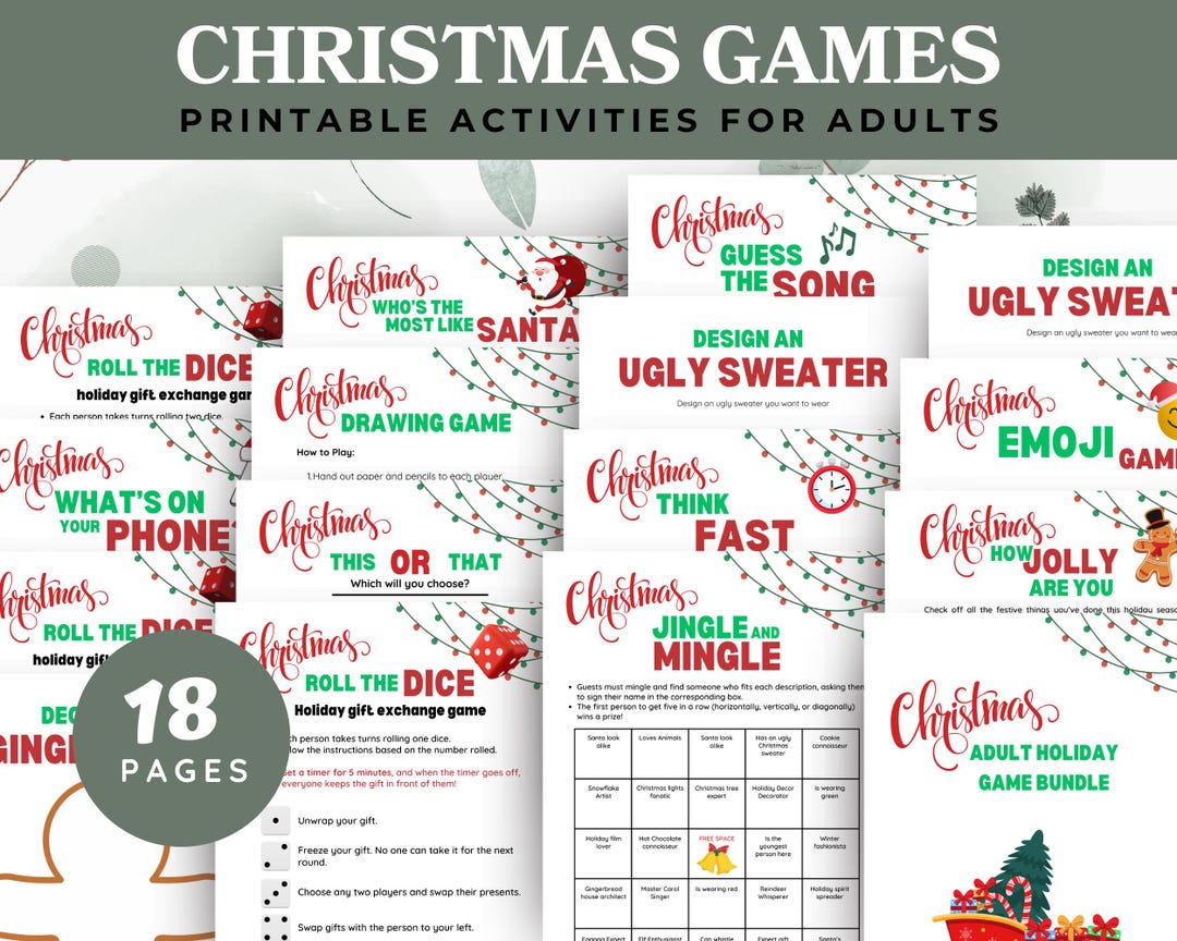 Festive Christmas Game Bundle for Adults - Instant Download, Christmas ...