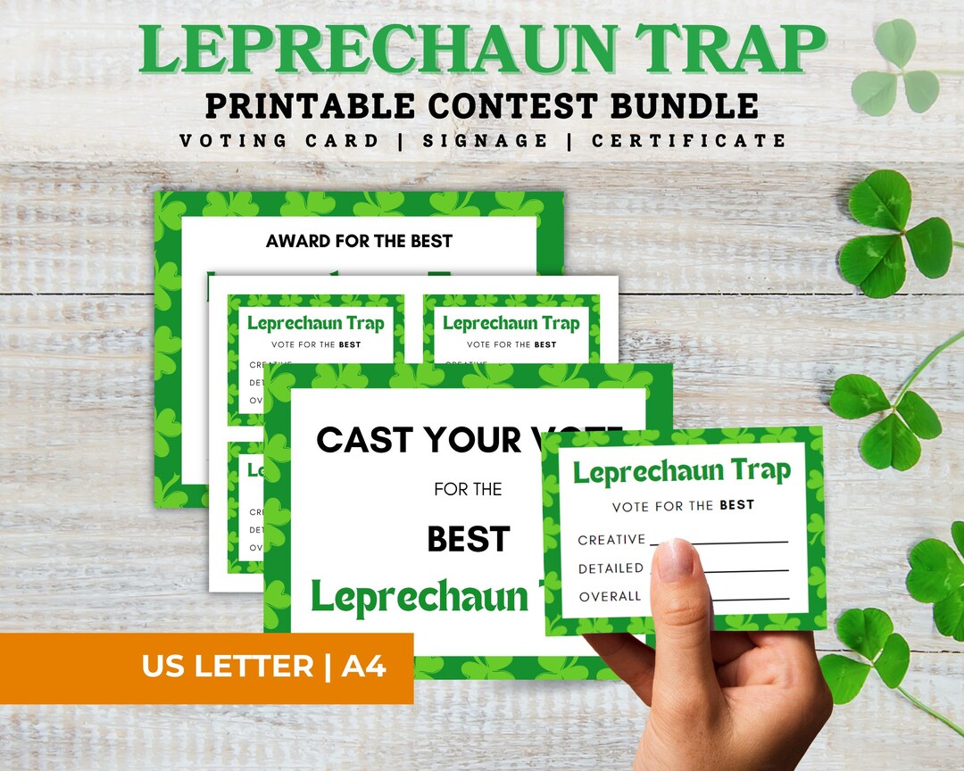 Leprechaun Trap Contest Set Bundle With Ballots and Awards, Printable ...