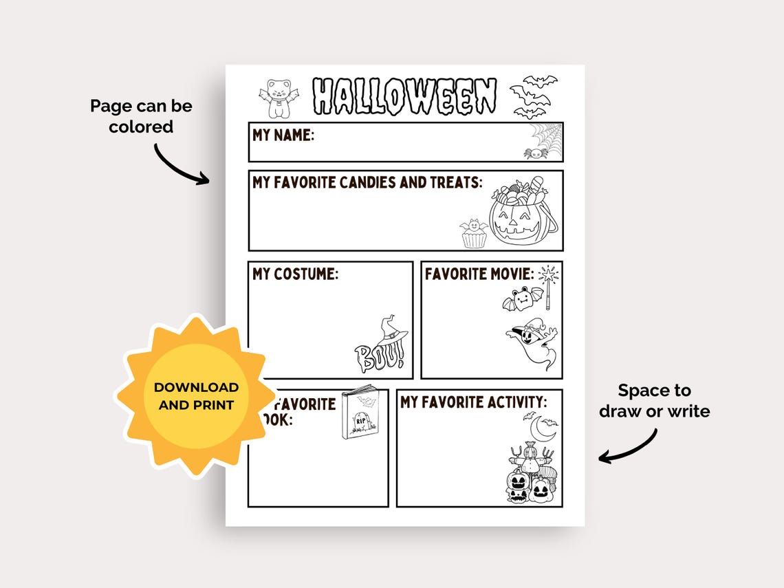 Spooky Halloween Activity Coloring Page - Fun for Home or School, DIY ...