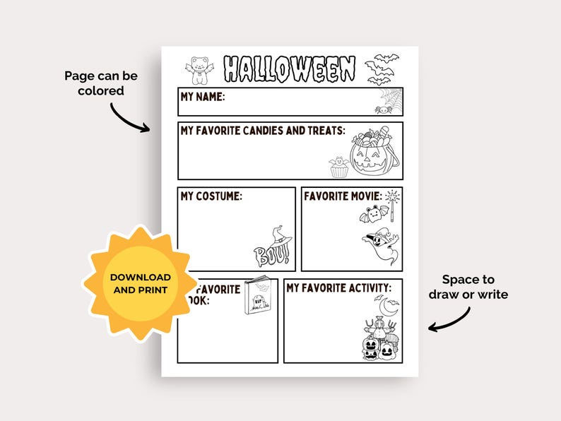 Spooky Halloween Activity Coloring Page - Fun for Home or School, DIY ...