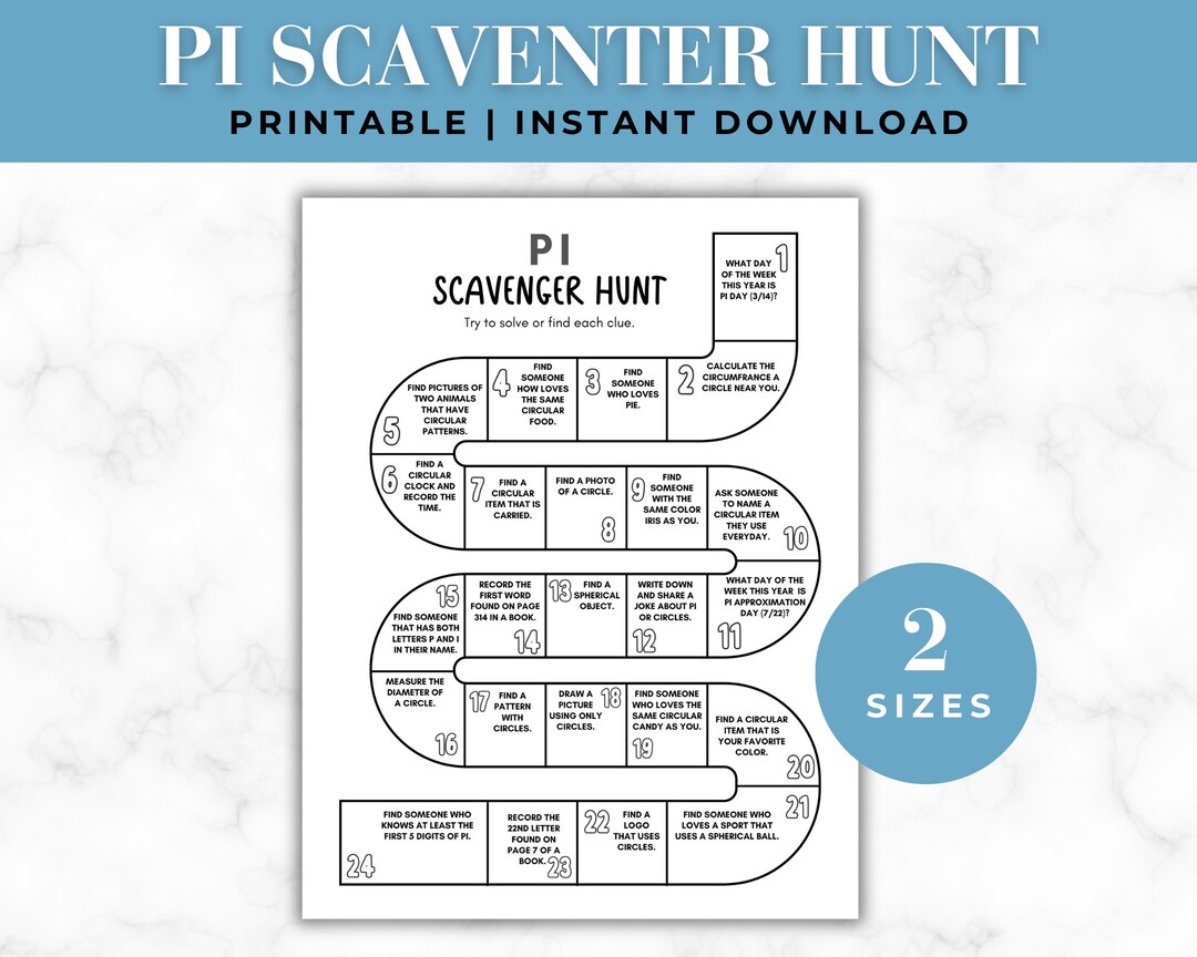 Fun Pi Scavenger Hunt Printable Activity for Math Lovers, Educational ...