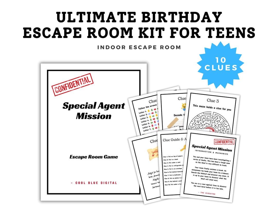 Teen Special Agent Birthday Escape Room Printable - DIY Spy Adventure ...