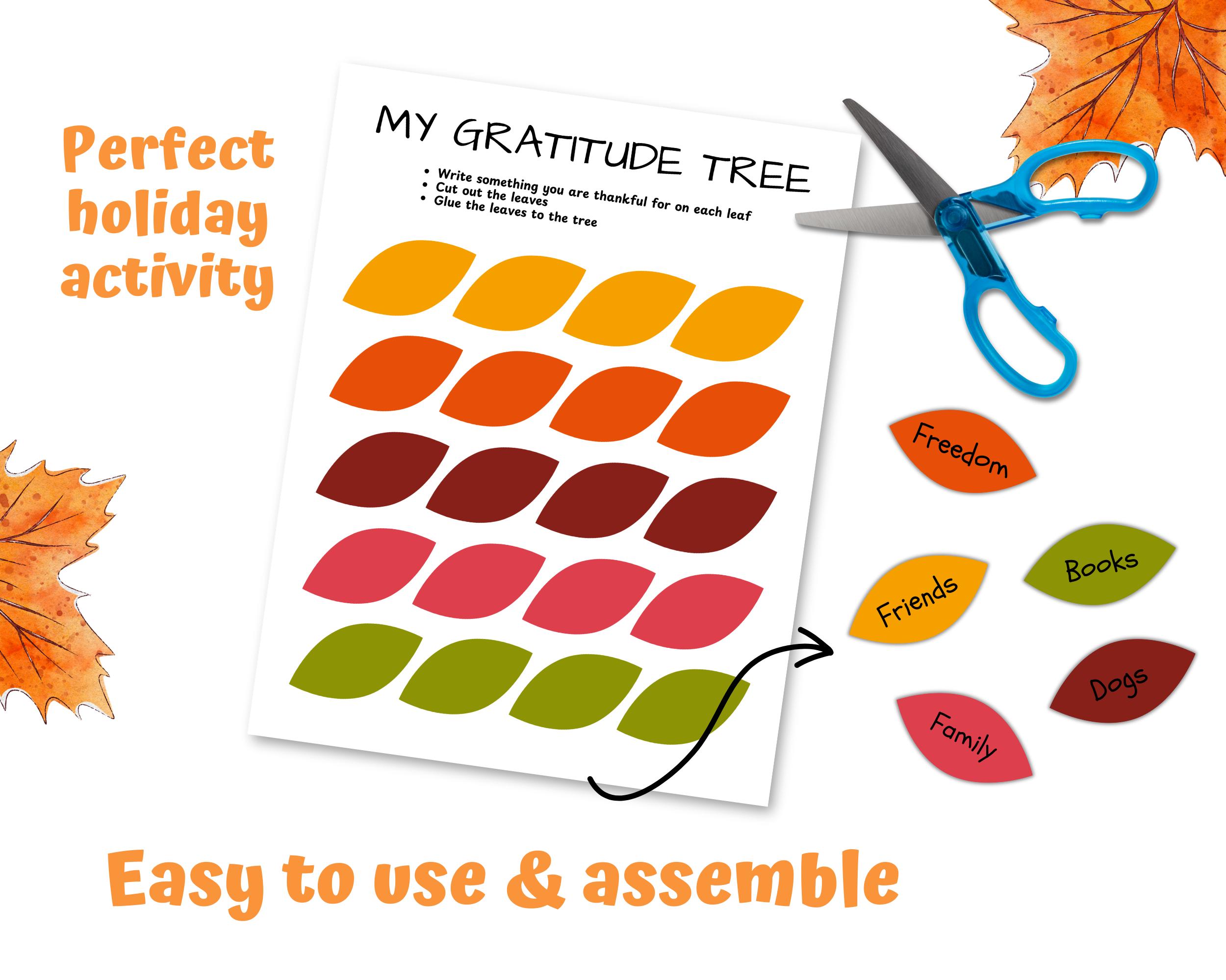 Gratitude Tree Coloring Page - Fun Craft Activity for Kids, Mindful ...