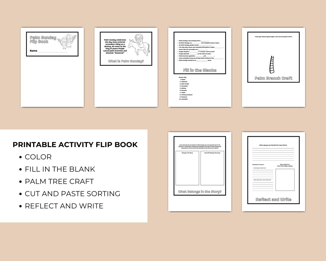 Printable Palm Sunday Flip Book: Fun Activity for Kids, DIY Holy Week ...