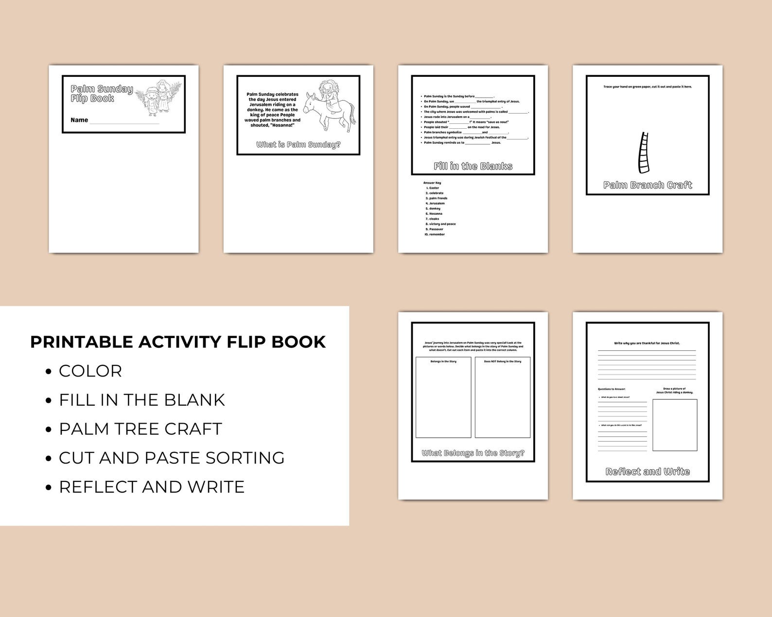 Printable Palm Sunday Flip Book: Fun Activity for Kids, DIY Holy Week ...