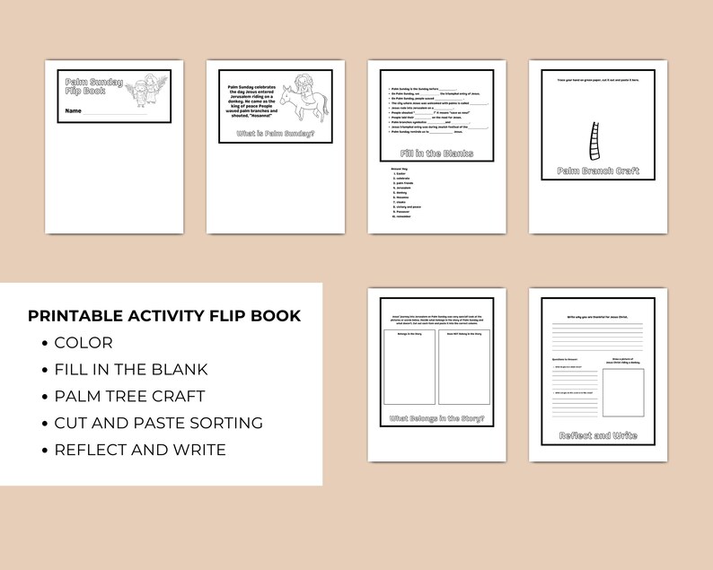 Printable Palm Sunday Flip Book: Fun Activity for Kids, DIY Holy Week ...
