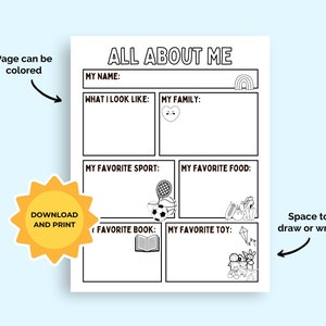 Creative Kids' All About Me Activity Coloring Page - Printable, Fun ...
