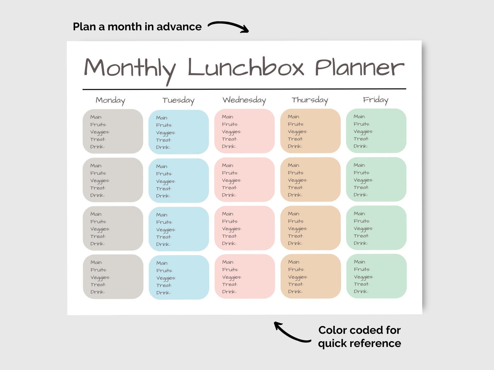 Lunchbox Meal Prep Made Easy With Colorful Weekly and Monthly ...
