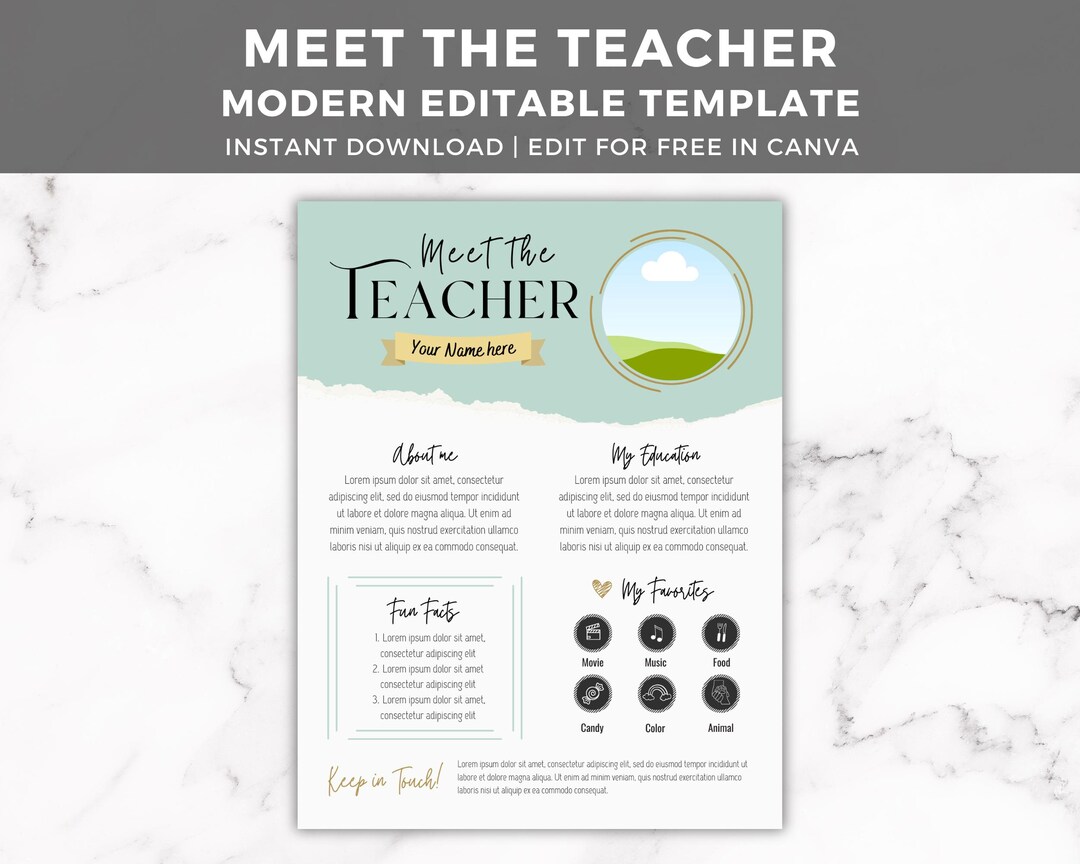 Meet the Teacher Template - Sleek and Stylish Classroom Design, Teacher ...