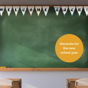 Boho Back to School Bulletin Flags Banner - Classroom Decor Set ...