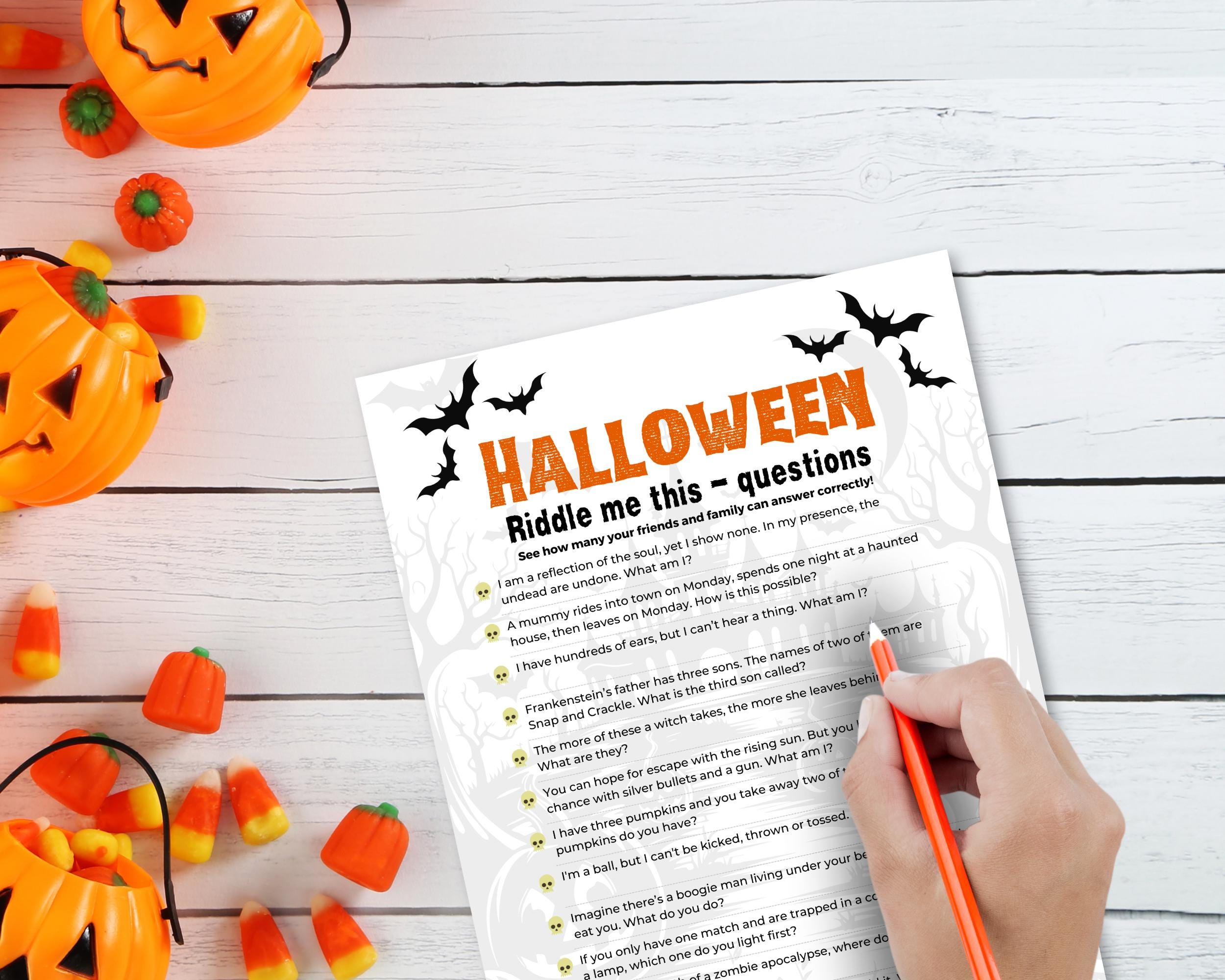 Spooky Halloween Riddles and Jokes Printable Set for Teens, Printable ...